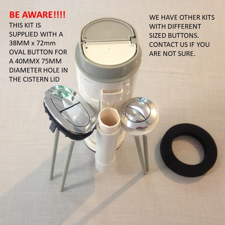 Imperial Impulse flush Valve with 38mm X 72mm oval Button, Product Cod ...